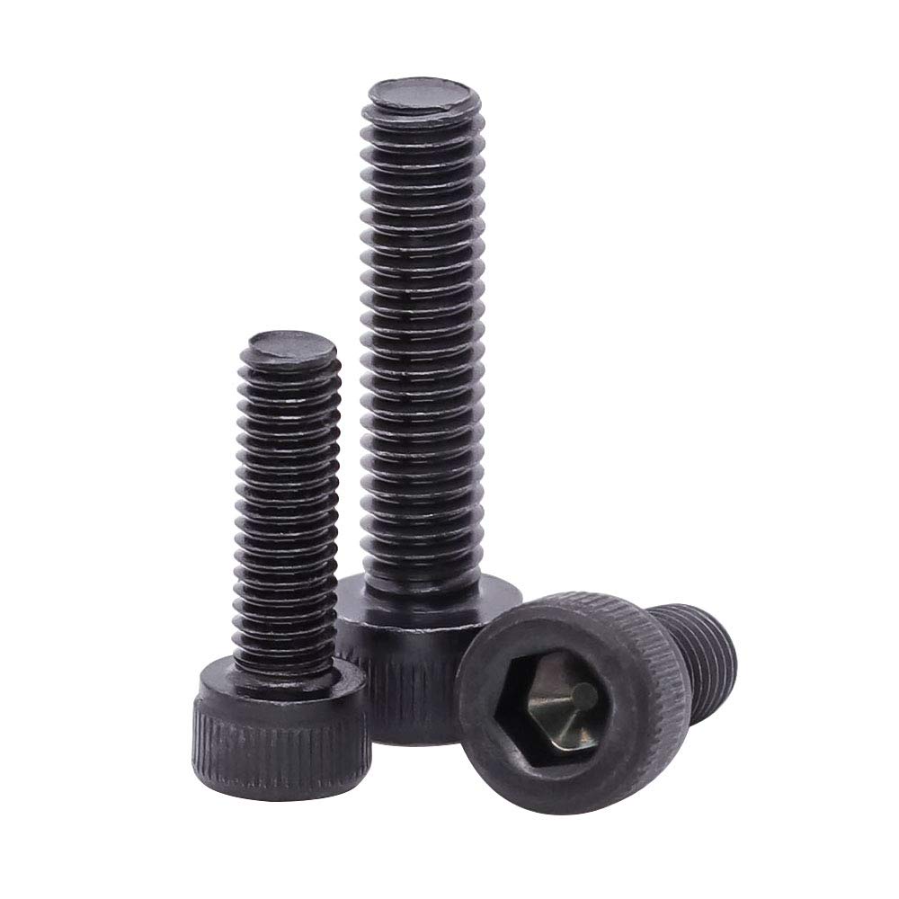 M3-0.5 x 12mm Socket Head Cap Screws, 12.9 Grade Alloy Steel, Black Oxide Finish, Full Thread, Coarse Thread, Allen Hex Drive, 100 pcs