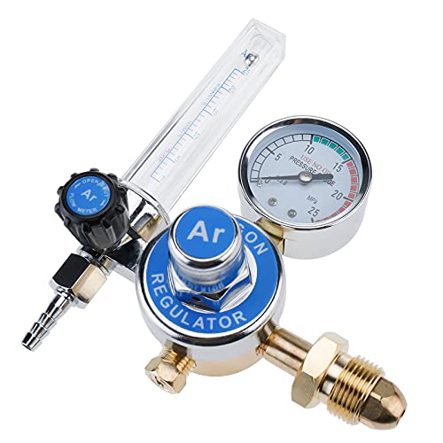 Argon Regulator CO2 Regulator Gas Welder Welding Regulator with Flowmeter 0-25 L/MIN and 0-25 MPA Pressure Gauge CGA580 Inlet Connection for TIG Welder MIG Welding
