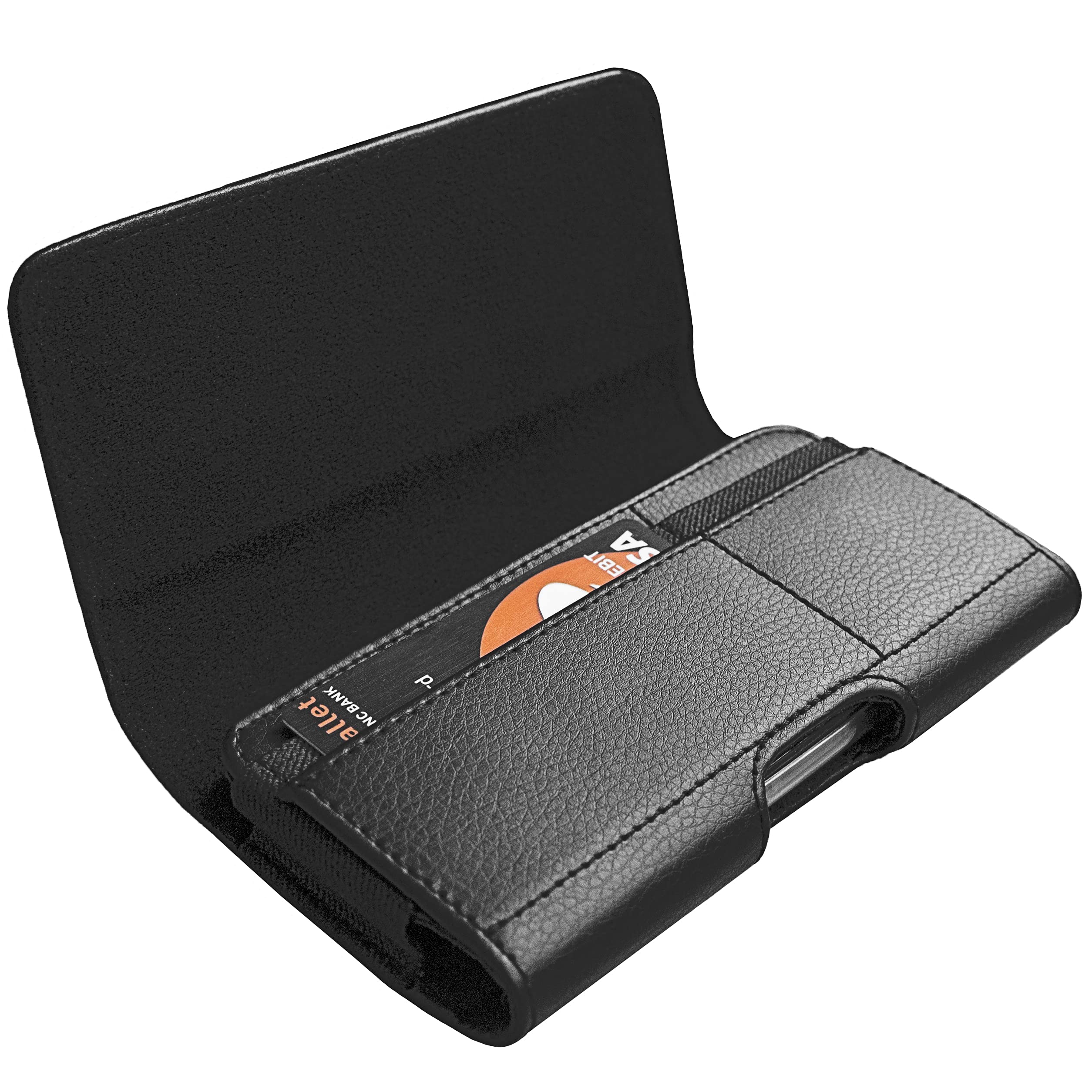 DeBin Large Case for Galaxy S23 Ultra S22 Ultra S21 Ultra Note 20 Ultra Note 10+ 9 8 A54 5G A53 A52 A51 A02s A03s Cell Phone Belt Holder Holster Pouch ID Card Slot Cover (Fits Phone with Case on)