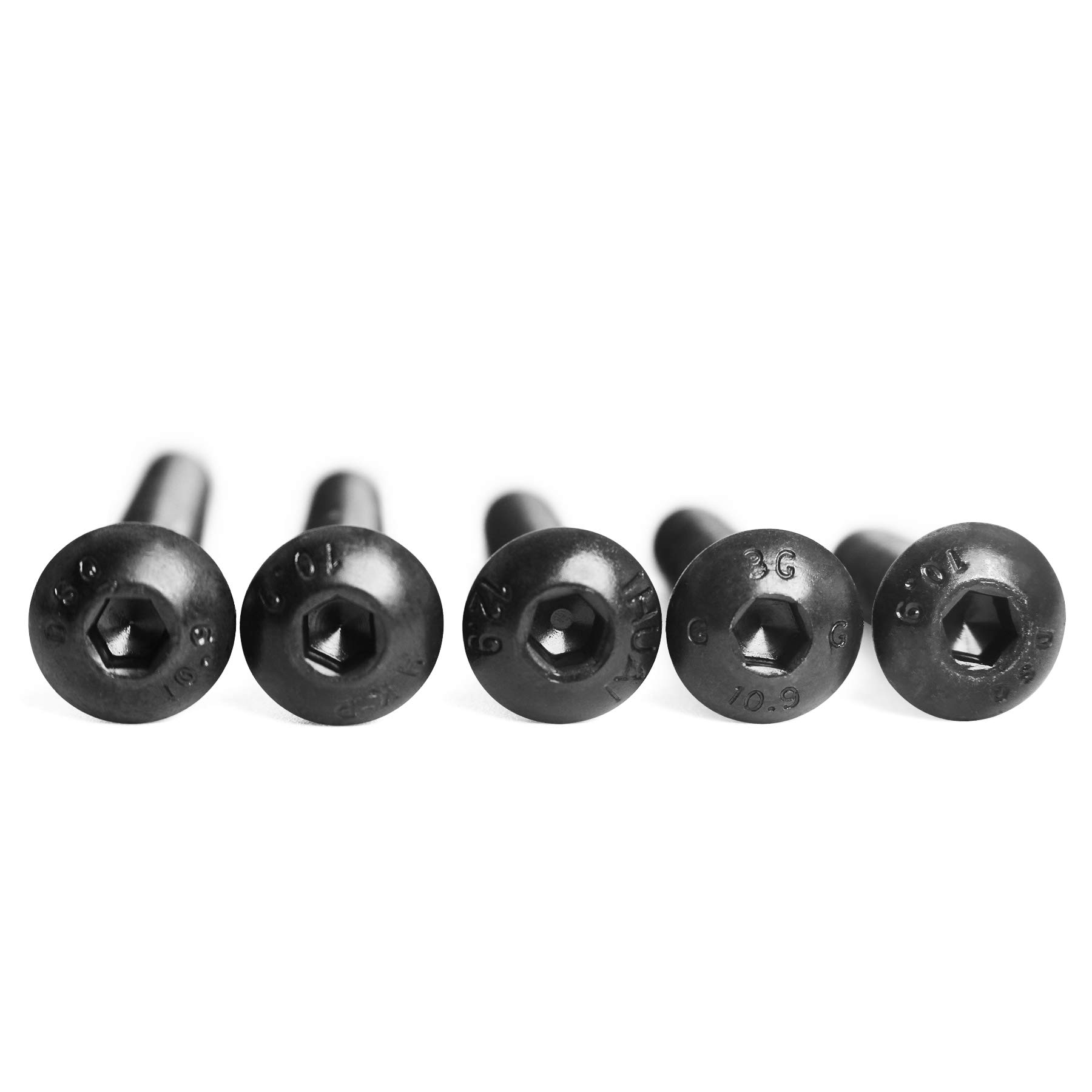 M6 x 20mm 25mm 30mm 35mm 40mm Button Head Socket Cap Screws Bolts, 10.9 Grade Alloy Steel, Metric Allen Hex Drive, Black Oxide Finish, Fully Threaded, Assortment Kit 50PCS