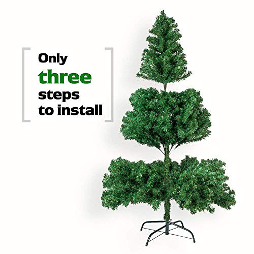 6ft 1050 Branch Christmas Tree Foldable Metal Stand, Indoor Xmas Full Tree for Office Home Store Party Holiday Deco