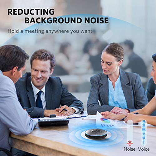 EMEET Bluetooth Speakerphone M2 Gray Conference Speaker, Idea for Home Office 360º Voice Pickup 4 AI Echo & Noise Canceling Microphones, Skype USB Speakerphone AUX in/Out for up to 8 People
