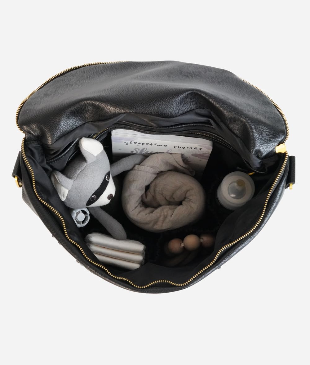 FAWN DESIGN The Original Diaper Bag, Faux Leather Diaper Bag Backpack, Adjustable Detachable Straps, 12 Pockets, Large Capacity Baby Bag for Mom, 13 x 13.5 x 7 inches (Bag Only)