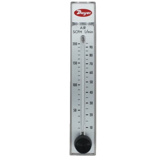 Dwyer® Rate-Master® Flowmeter, RMB-54D-SSV, 3% Acc, 20-200 SCFH & 10-95 LPM air, SS Valve, PC Body