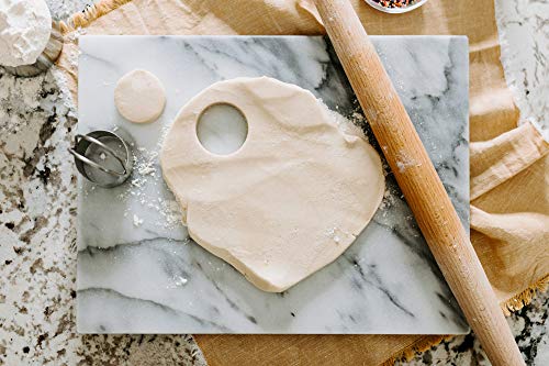 Villa Acacia Marble Cutting Board - 16 x 12 Inch Marble Slab Pastry Board for Charcuterie, Cheese, Dough, Dessert - Decorative Stone Cutting Board for Kitchen and Home