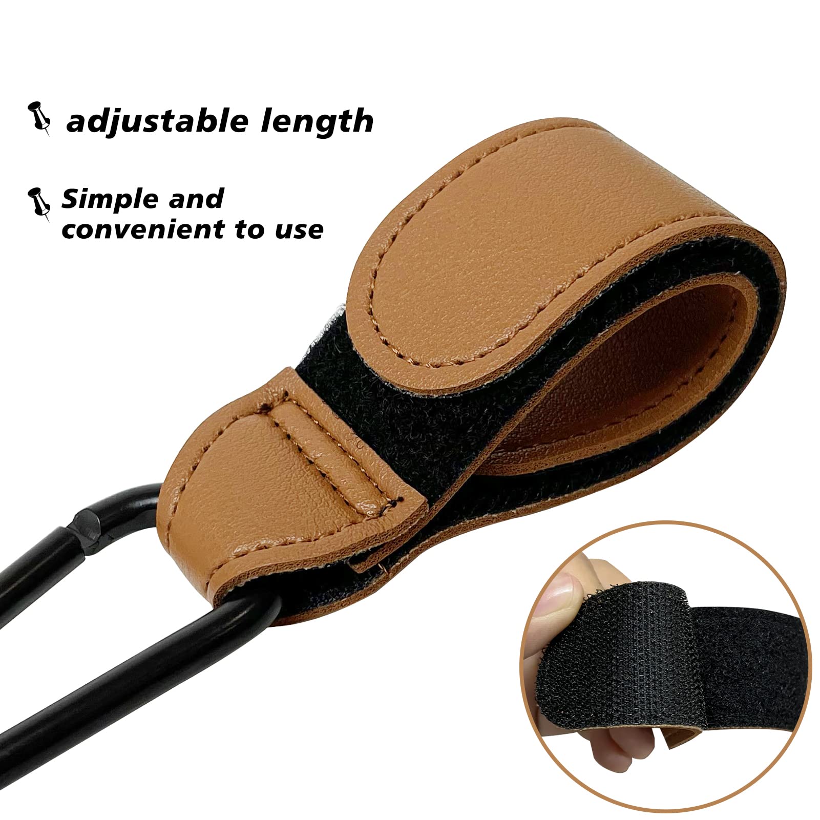 6 Pack Baby Stroller Hooks for Hanging Diaper Bags, Stroller Clips for Diaper Bags Brown Leather, Multipurpose Hooks for Grocery Shopping Bags, Pram Buggy Clips for Stroller Straps(Black and Brown)