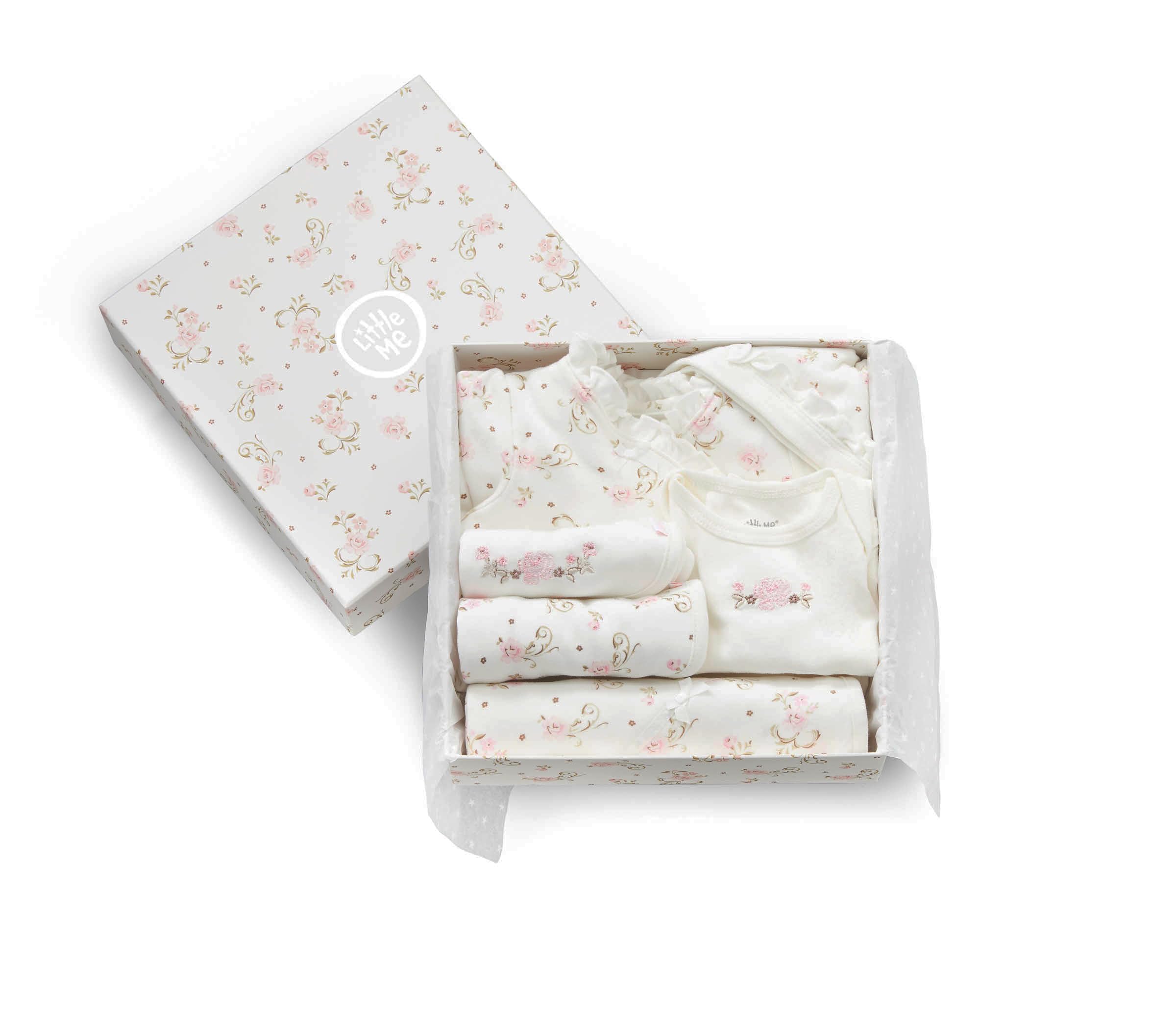 Little Me Baby Layette Gift Set - Clothes, Outfits, Essentials for Girls & Boys, Newborns, 3 and 6 Months - Vintage Rose (Newborn)