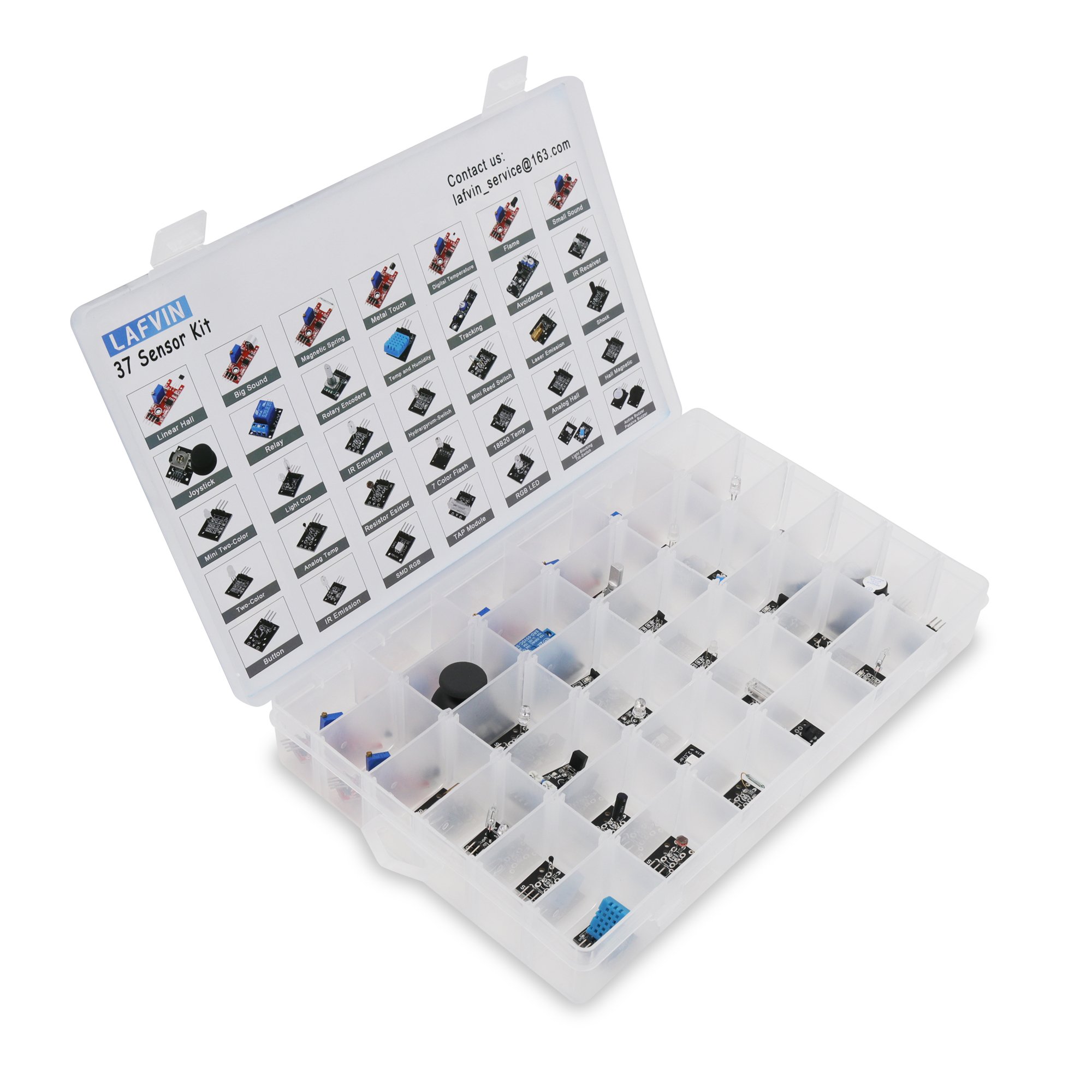LAFVIN 37 in 1 Sensor Module Kit for R3 Board Mega2560 Mega328 Nano Compatible with Arduino IDE with Tutorial