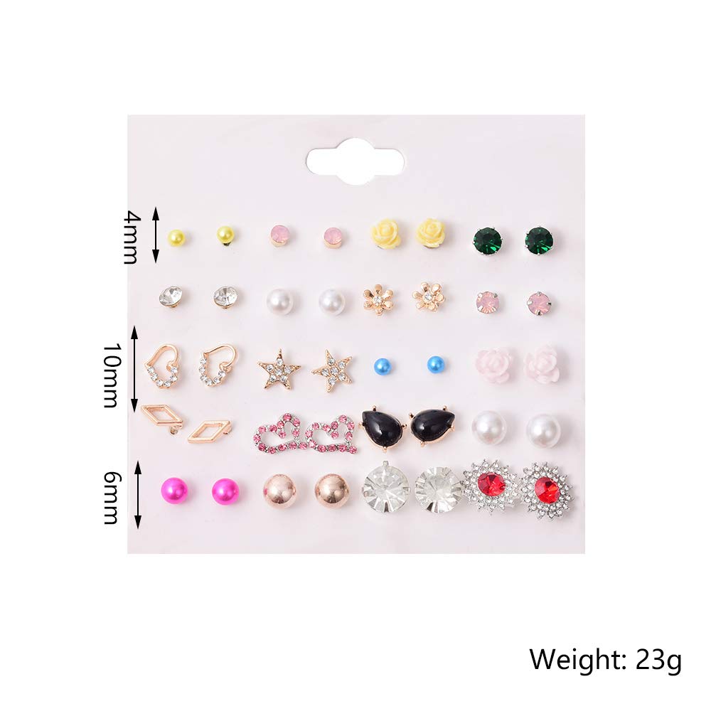 50 Pairs Earrings for Women Studs Set Small Stud Earrings Set Geometric Ball Faux Pearl Earring Sets (#1)