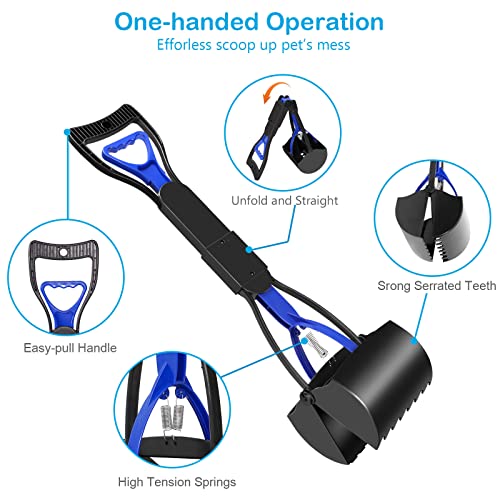 UPSKY Pooper Scooper for Large Small Dogs, Folding Dog Poop Scooper, Durable Spring and Premium Materials,Easy to Use for Grass, Dirt, Gravel Pick Up Shovel