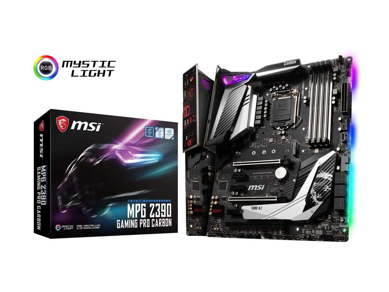 MSI MPG Z390 Gaming PRO Carbon LGA1151 (Intel 8th and 9th Gen) M.2 USB 3.1 Gen 2 DDR4 HDMI DP SLI CFX ATX Z390 Gaming Motherboard