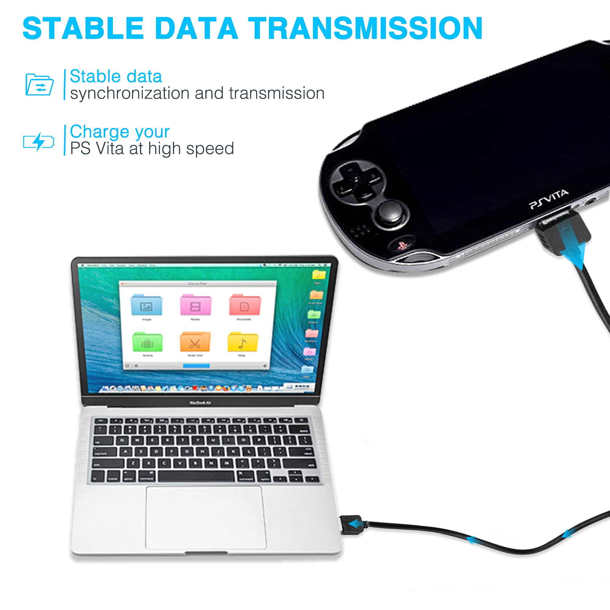 3.9ft PS Vita Charger Cable, 2 in 1 USB Data & Power Charger Cord Replacement for PlayStation Vita 1000 (Only Compatible with PSV 1000)
