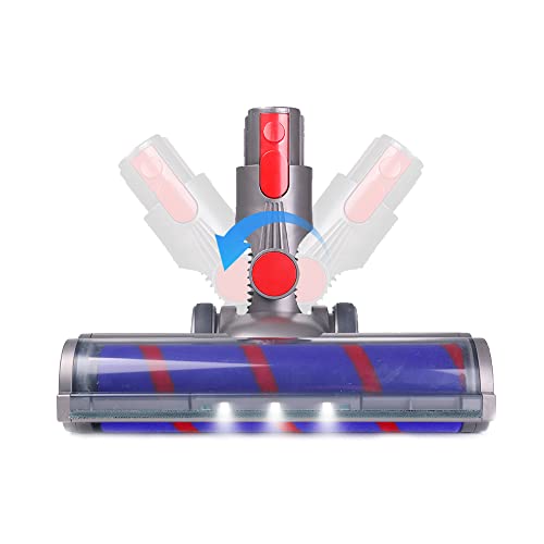 Laymi Motorhead Hardwood Floor Attachment for Dyson V7 V8 V10 V11 V15 Vacuum Cleaners with Replacement Soft Roller Brush Bar LED Headlights Floor Brush Attachments