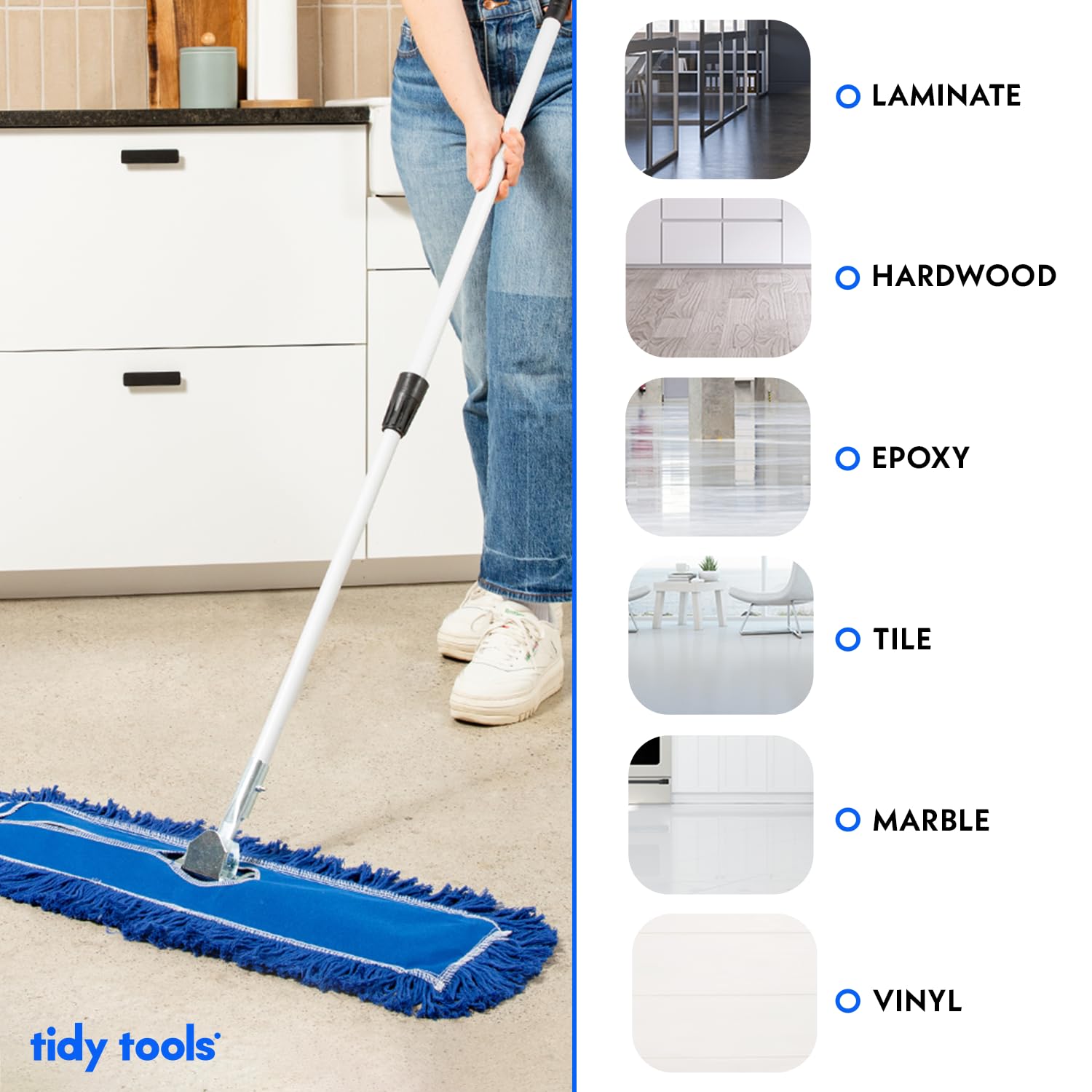 48 Inch Blue Dust Mop with Metal Handle and 48 Inch Dust Mop Refill Bundle - 1 Mop Sets and 4 Refills