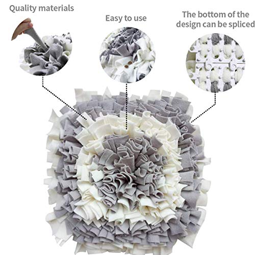 LIVEKEY Pet Snuffle Mat for Dogs, Dog Feeding Mat, Nosework Training Mats for Foraging Instinct Interactive Puzzle Toys (Gray&White) (Gray&White)