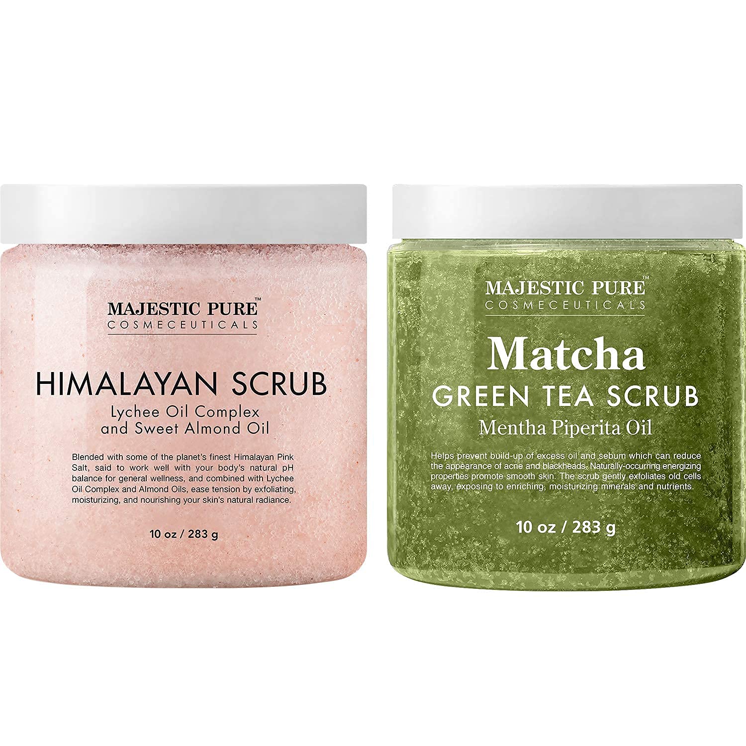 Majestic Pure Himalayan Salt Scrub and Matcha Scrub Bundle β Exfoliating Body Scrub Package