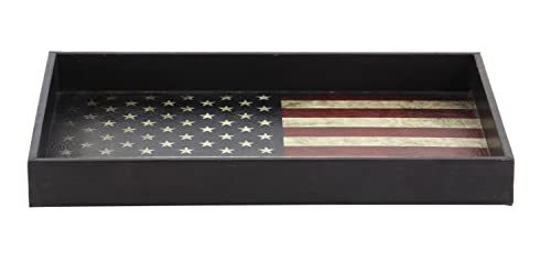 Deco 79 Wood Leather Trays, 21 by 19 by 17-Inch, Navy Blue, Set of 3