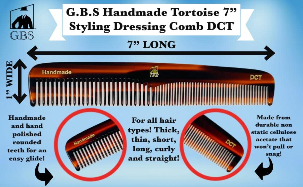 G.B.S Handmade Men and Women Comb Set- Pack of 3, Unbreakable Fine Toothed Mustache,Eyebrow Pocket Comb- Portable Pocket Size for Styling Beard & Hair anytime, Tortoise MCT DCT PCT Combs