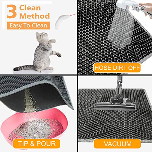 Topcovos Cat Litter Mat, Litter Mat Double Layer Honeycomb Trapping Mat, Easy Clean Litter Box Mat EVA Phthalate Free Kitty Litter Mat