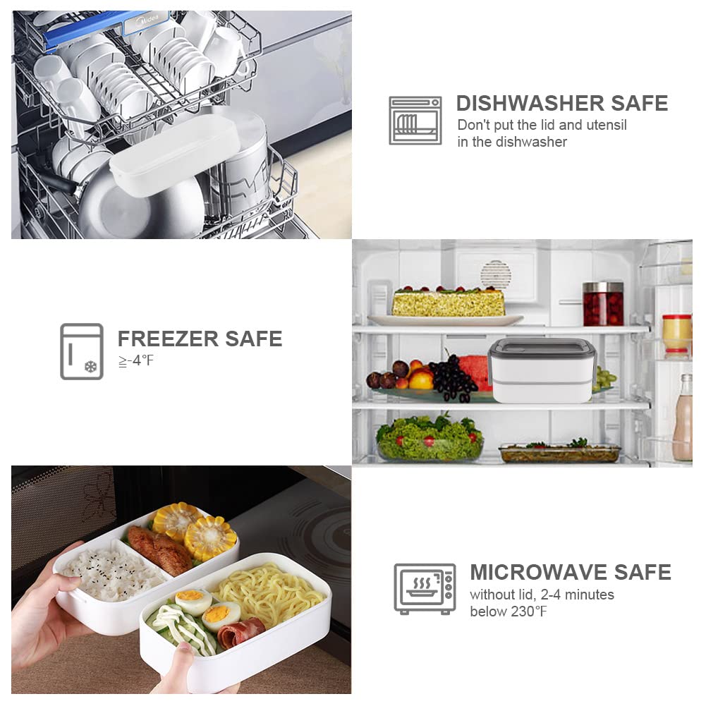 Adult Bento Box Lunch Box Large, Bento Box Japanese Lunch Box Kit with Bag & Utensils, Food Picks for Bento Box Containers, Stackable Bento Box for Adults, Microwave Bento Boxes BPA-free Food Safe