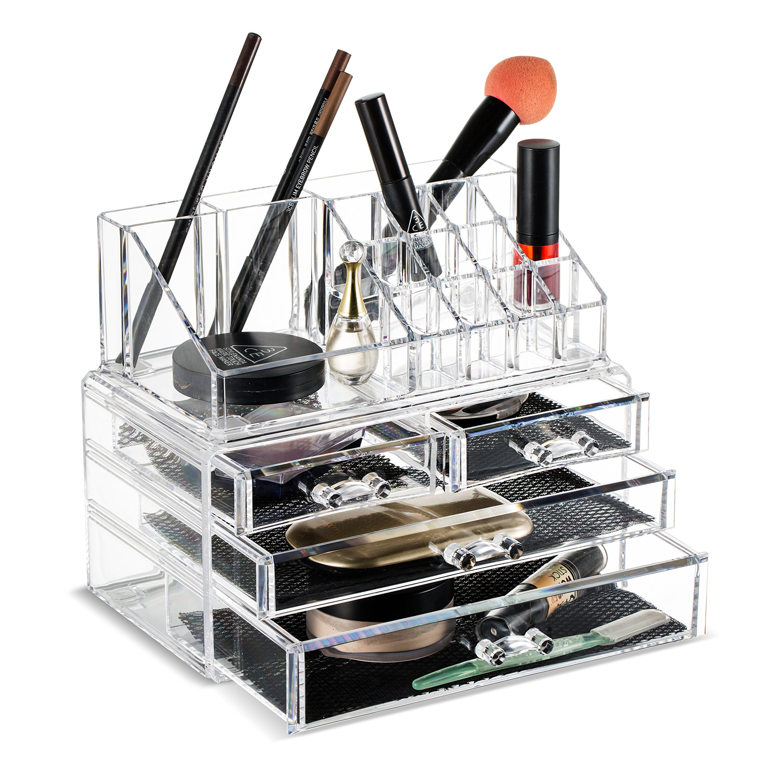 Felicite Home Acrylic Jewelry and Cosmetic Storage Makeup Organizer Set, 5 Piece,Large