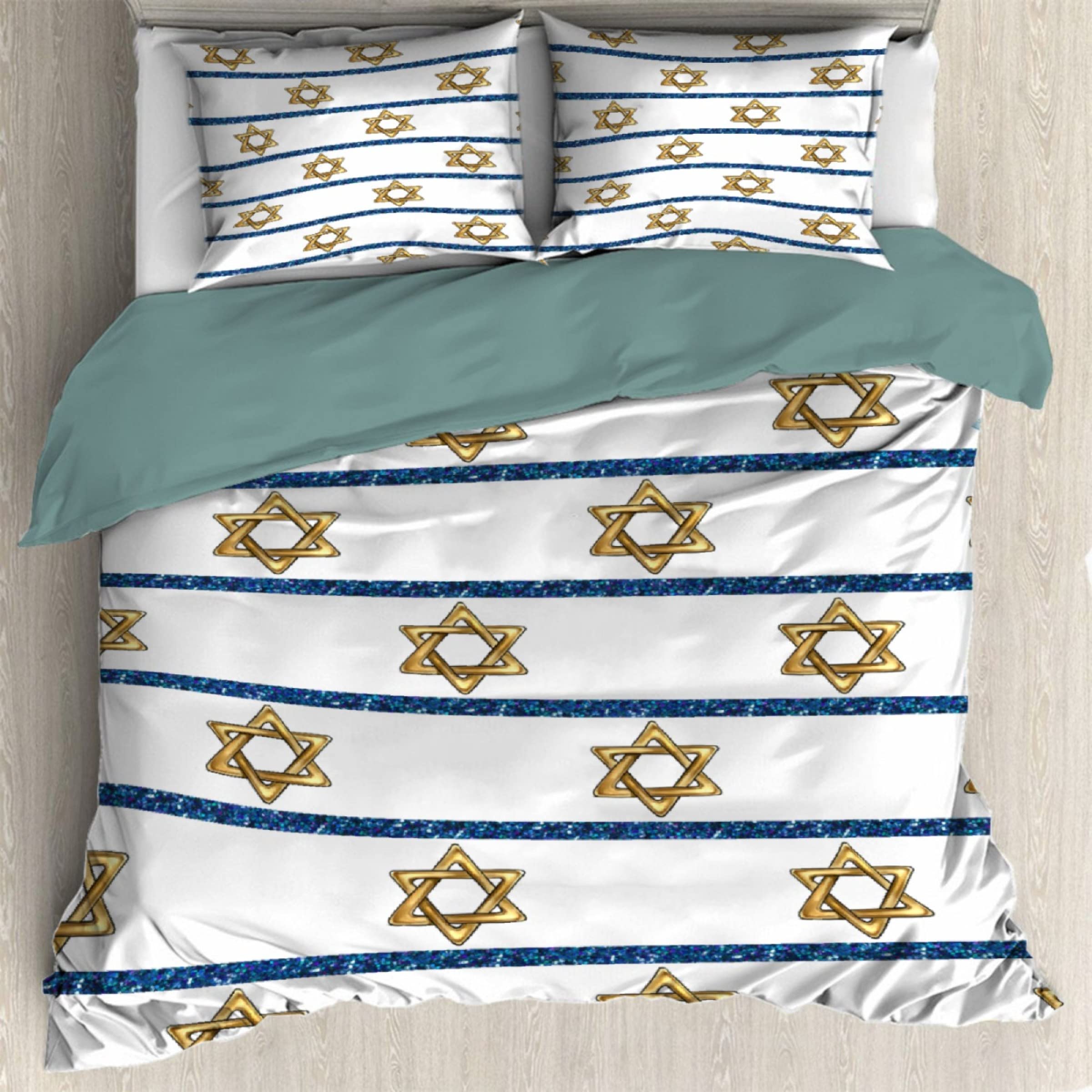 ARTBLANKET Hanukkah Bedding Duvet Cover 3 Piece Set King 104 x 90 in Ultra Soft and Breathable(1 Comforter Cover + 2 Pillow Shams)