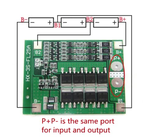 Songhe 3S 11.1V 12V 25A 18650 Li-ion Lithium Battery PCB Protection Board Module with Balanced Protection 3pcs