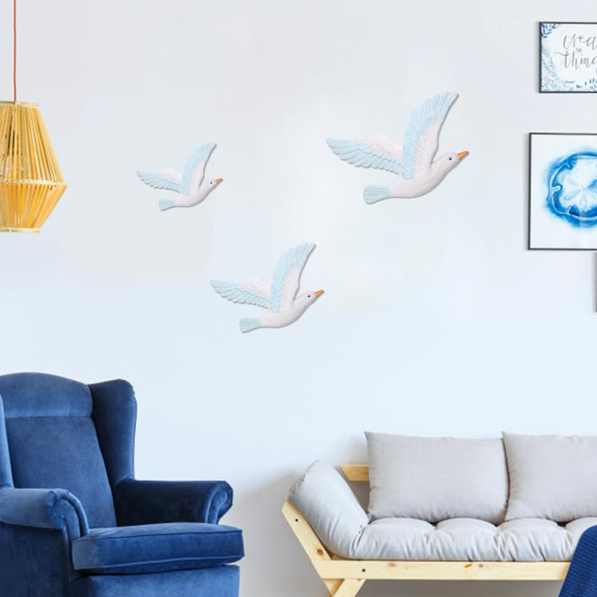 BESPORTBLE 3pcs Resin Birds Dove Wall Art Decorations ResinNautical Beach Seagulls Ornaments for Garden Coastal Wall Sculptures Decorations