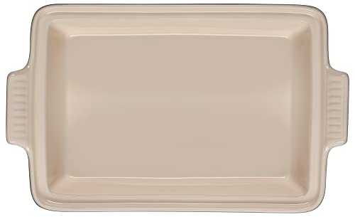 Le Creuset Olive Branch Collection Stoneware Heritage Covered Rectangular Casserole, 4 qt., Artichaut with Embossed Lid