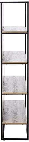 Walker Edison Evangeline Modern Farmhouse Metal and Wood 4 shelves Bookshelf, 64 Inch, Grey Wash