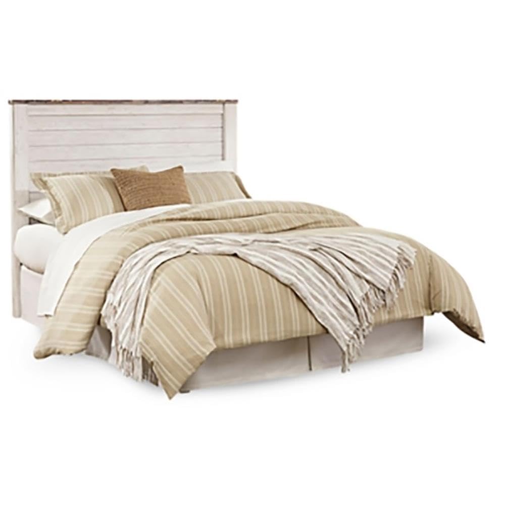 Ashley Furniture Willowton 65" W x 87" D Farmhouse Wood Queen Sized Panel Bed in Whitewash Finish