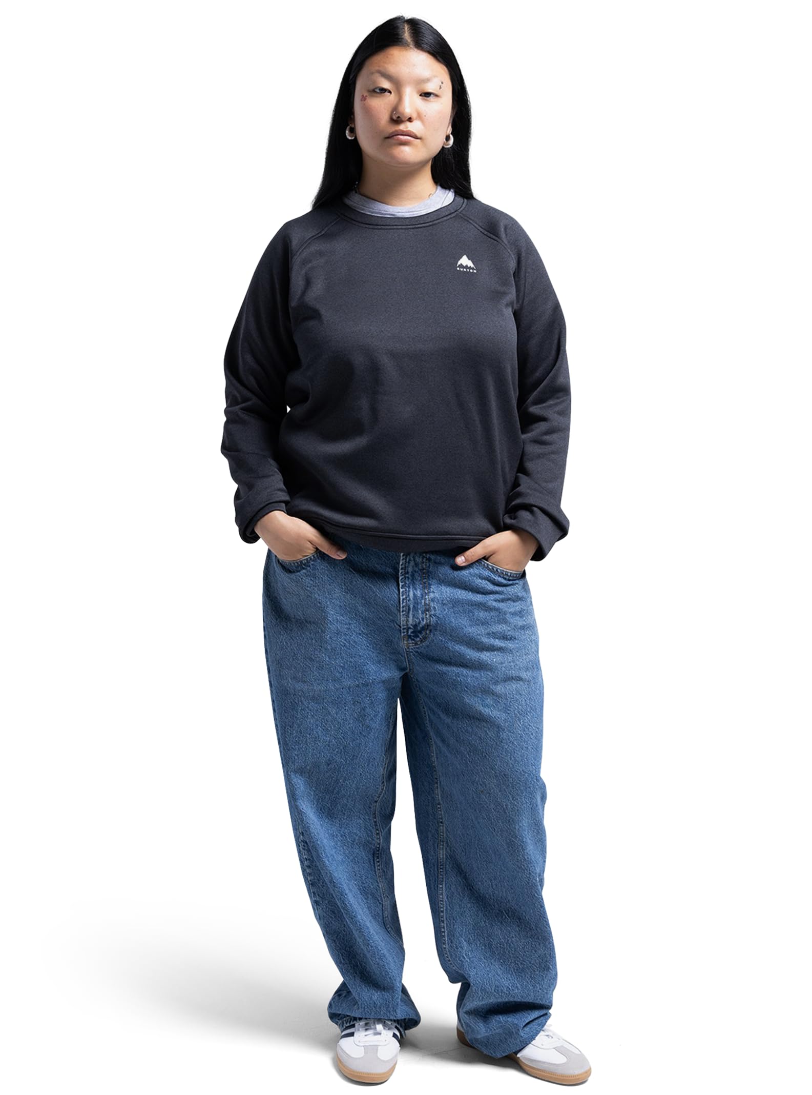 Burton Women's Oak Crewneck Fleece, True Black Heather, M