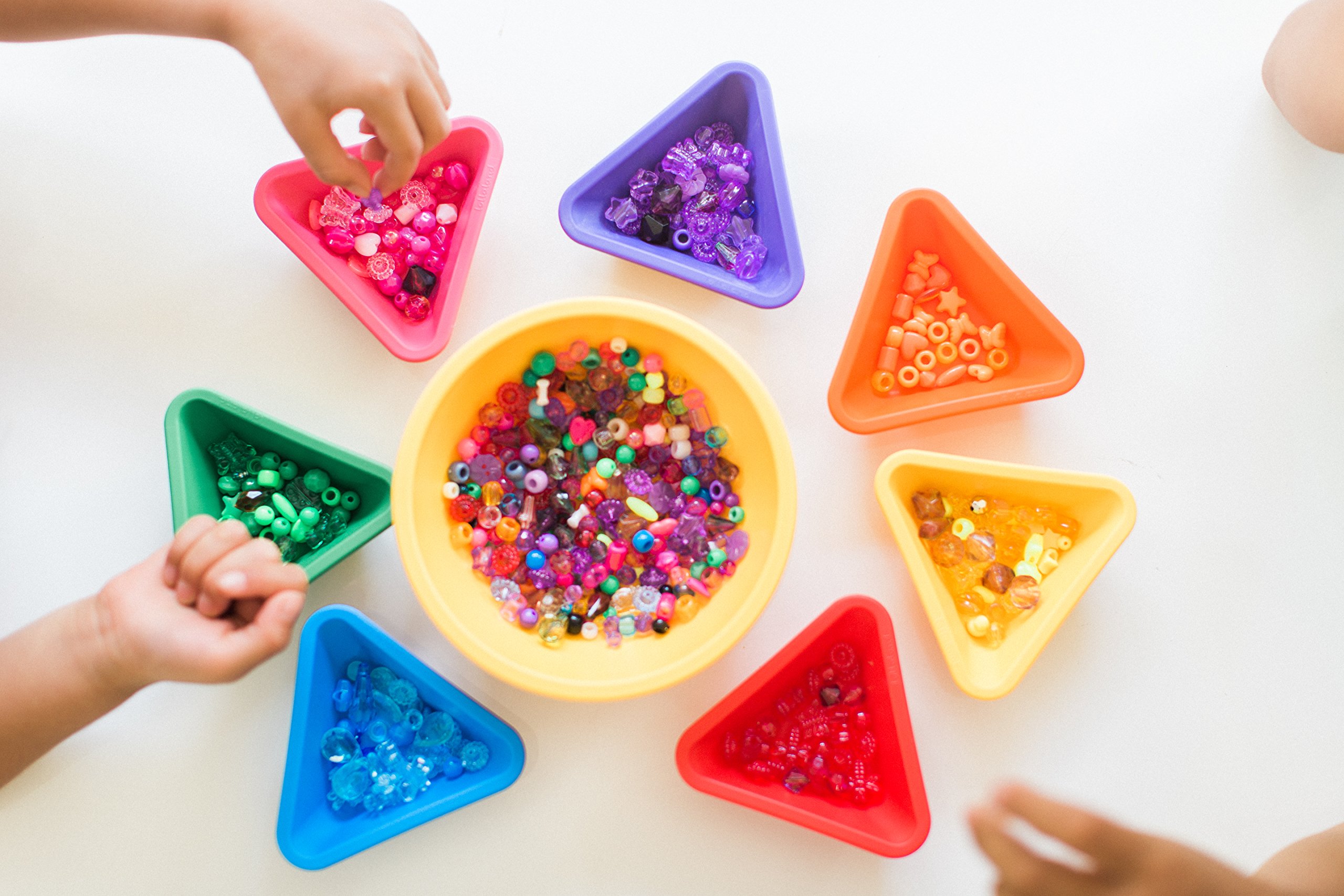 Lollaland - Unbreakable, Toddler Dipping Cup , Microwave Safe, Dishwasher Safe Small, Plastic, Pinch bowl, Sauce Dish, 7 Piece, Condiment Tray Set