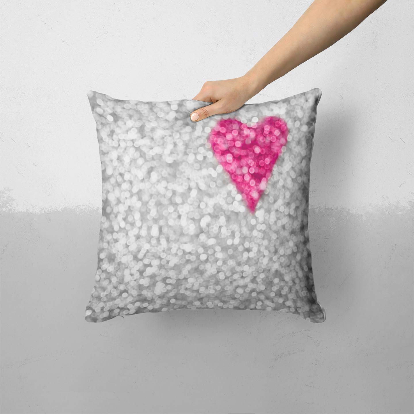 iiRov Unfocused Heart Glimmer - Custom Decorative Home Decor Indoor or Outdoor Throw Pillow Cover Plus Cushion Set for Sofa, Bed or Couch (Pillow CASE Cover Plus Cushion)