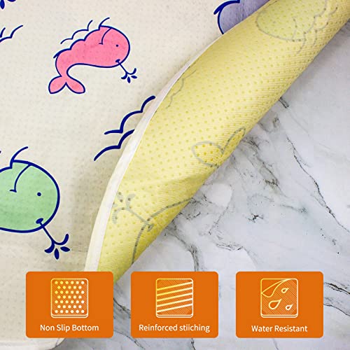 Splat Mat for Under High Chair 43.3″, Waterproof Anti Slip with No Layering Design Splash Mat for Art/Crafts/Playtime on Floor or Table, Reusable Eating Mess Mat Spill Mat Floor Protector