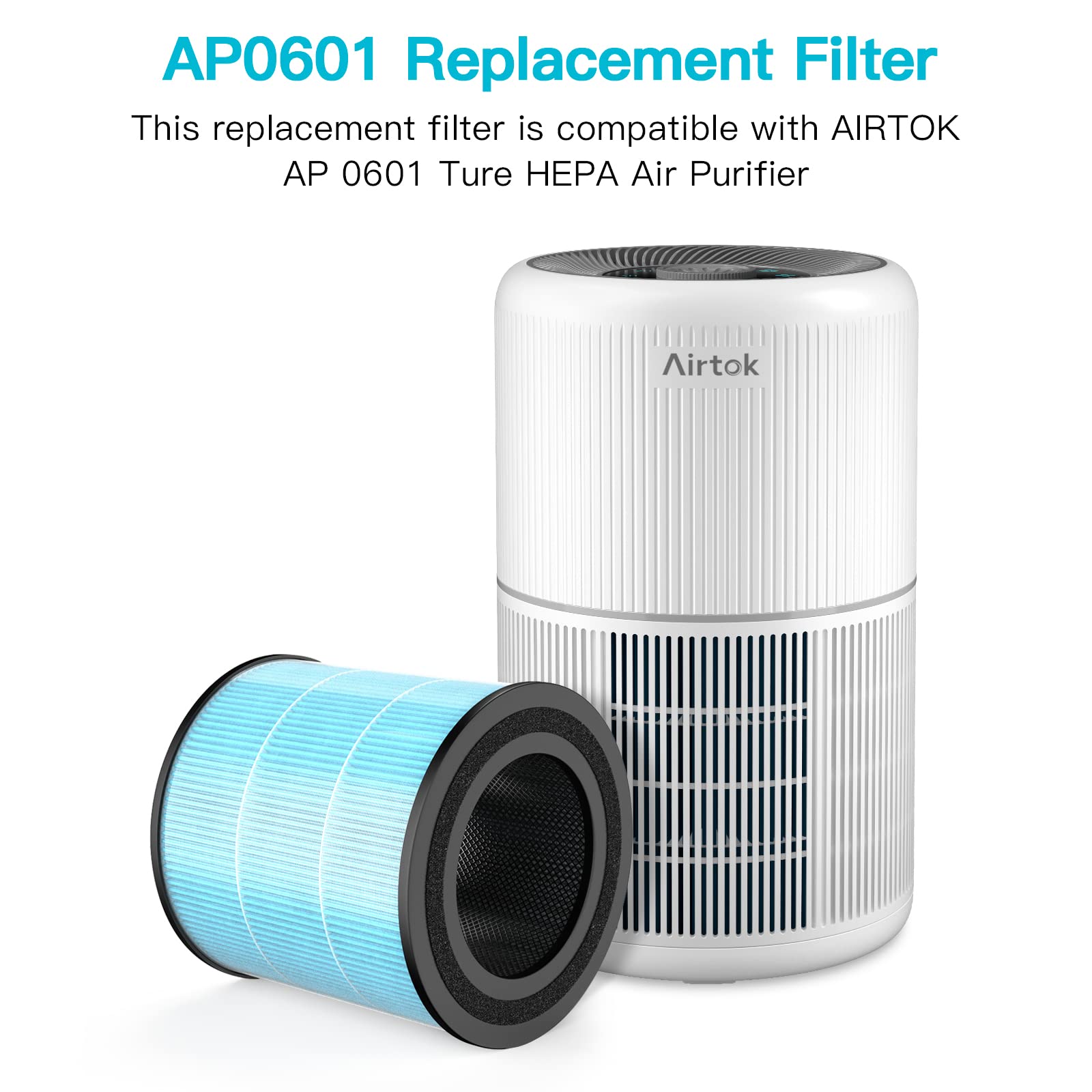 AIRTOK Air Purifier AP0601 Replacement Filters, 4-IN-1 High-efficiency HEPA Filter. (2 Pack)