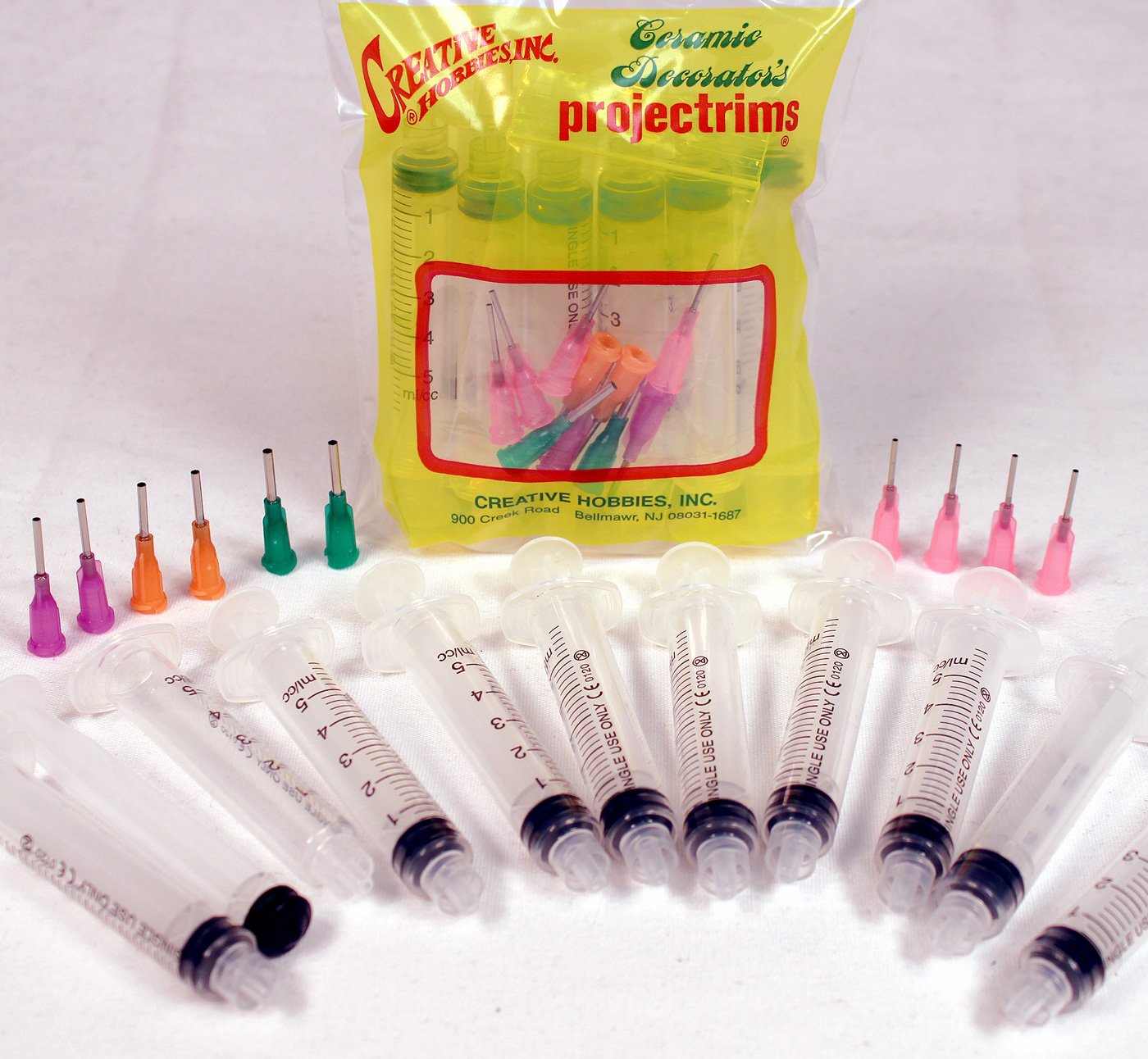 Creative Hobbies® Glue Applicator Syringe for Flatback Rhinestones & Hobby Crafts, 5 Ml with Assorted Large Gauges of Precision Tips - Value Pack of 10