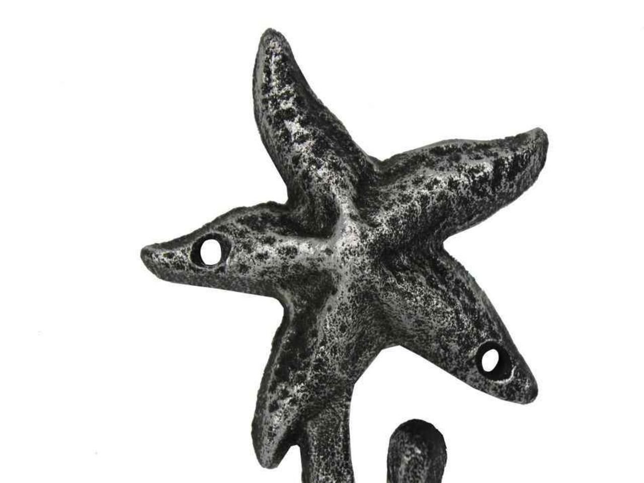 Antique Silver Cast Iron Starfish Hook- Nautical Wall Hook- Starfish Decoration