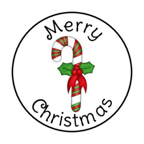 48 pcs Merry Christmas Candy Caneāā Stickers Envelope Seals Labels Round Tags, Stamps Sticker for Gift Cards, Envelopes, Boxes for Holiday, Birthday, Christmas
