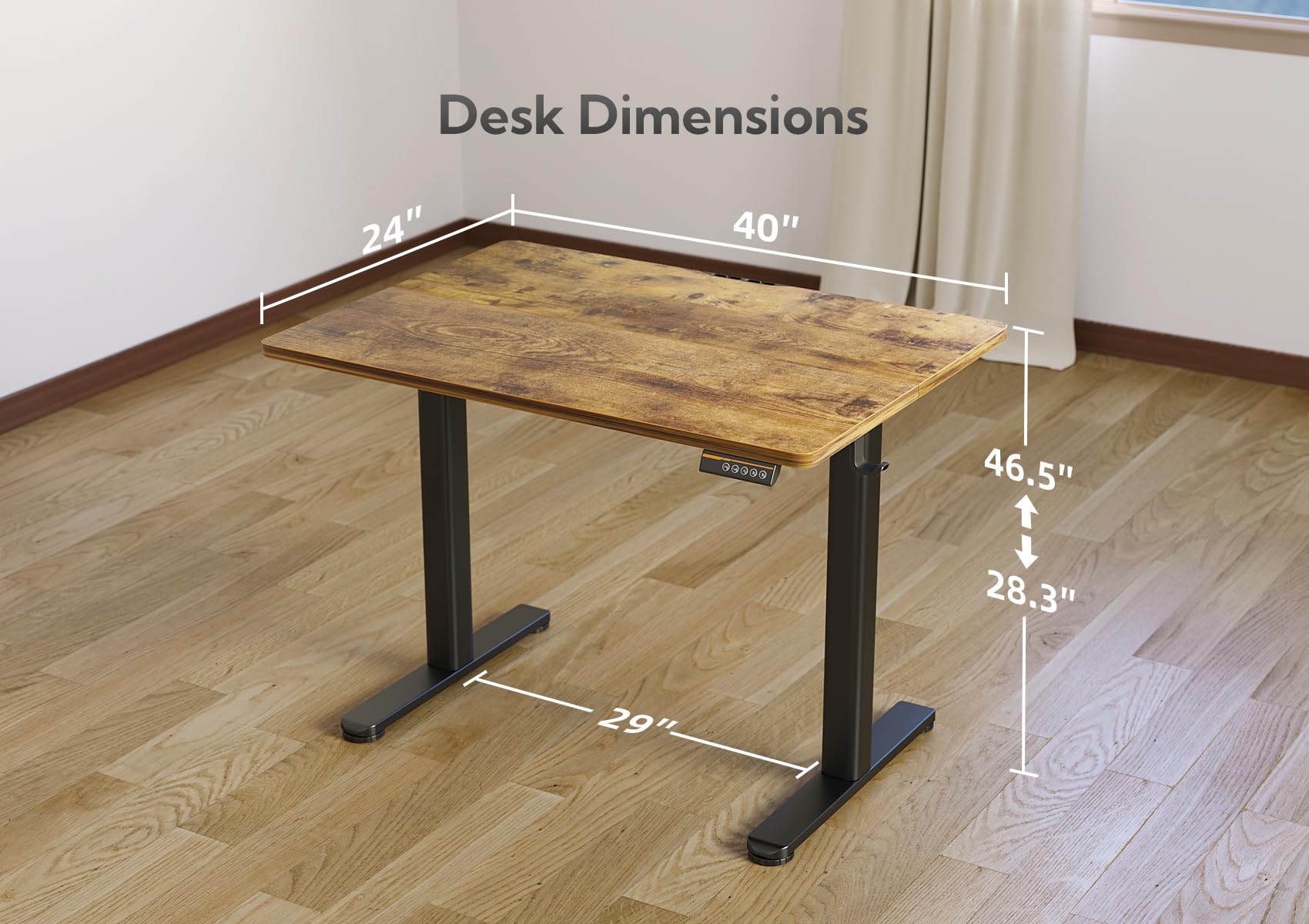 YDN Electric Standing Desk, Adjustable Height Stand up Desk, 63x24 Inches Sit Stand Home Office Desk with Splice Board,Rustic Brown Top