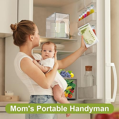Breast Milk Storage Tower Freezer Storage Organizer, Clear Acrylic Feed Baby Breastmilk Storage Bags Containers for Fridge, Reusable Breastfeeding Accessories, Holds Up to 56 Oz Milkies