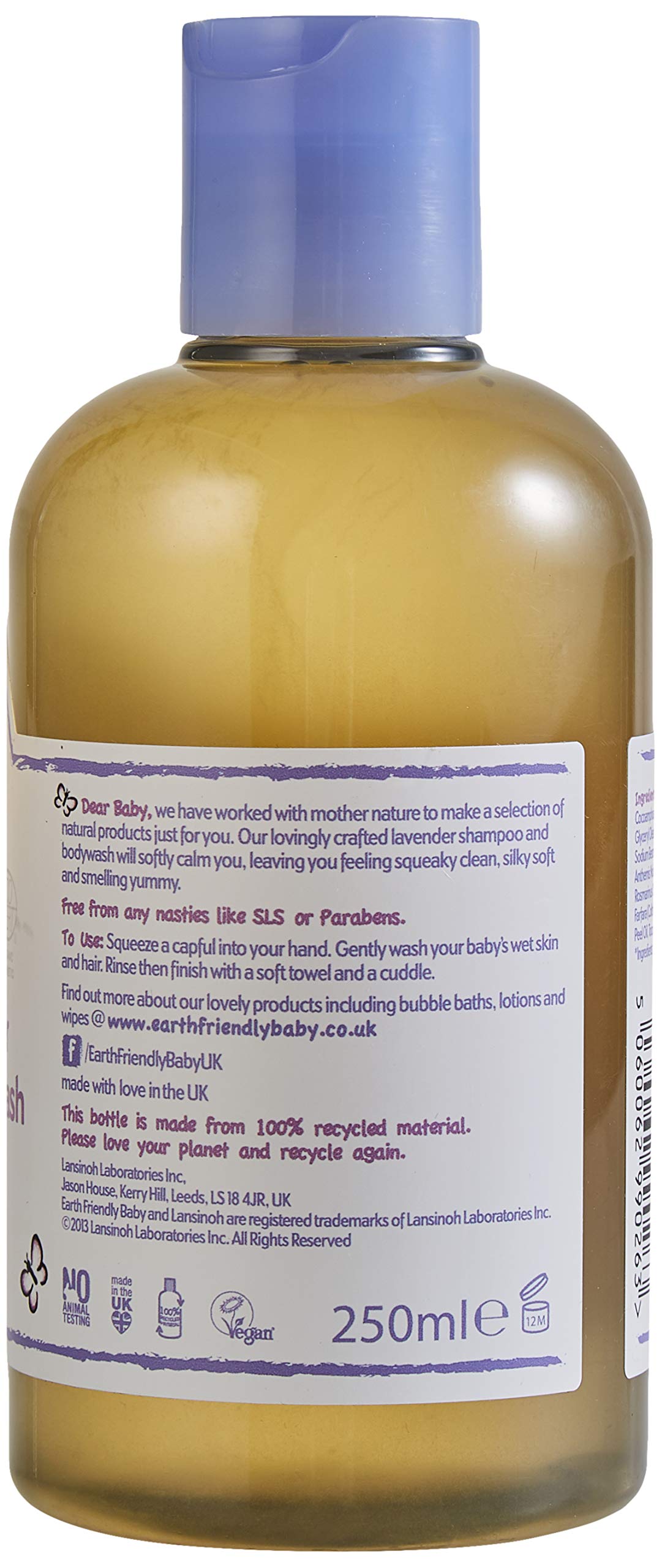 Earth Friendly Baby Calming Lavender Shampoo & Bodywash ECOCERT 250ml