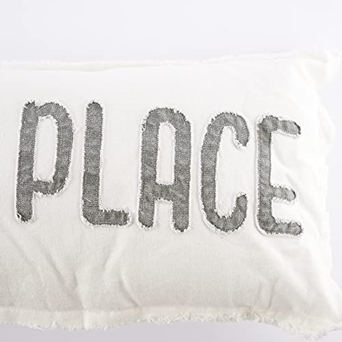 Mud Pie Our Happy Long Pillow, 1 Count (Pack of 1), White