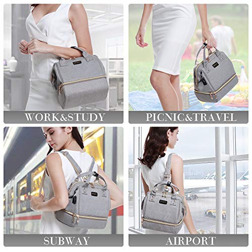 Breast Pump Bag with Cooler Pocket, Mini Pumping Bags with Pockets for Working Mom Cooler Tote Bag Built-in USB Charging Pot for Phone Mother Diaper Bags(No Include ice Pack)