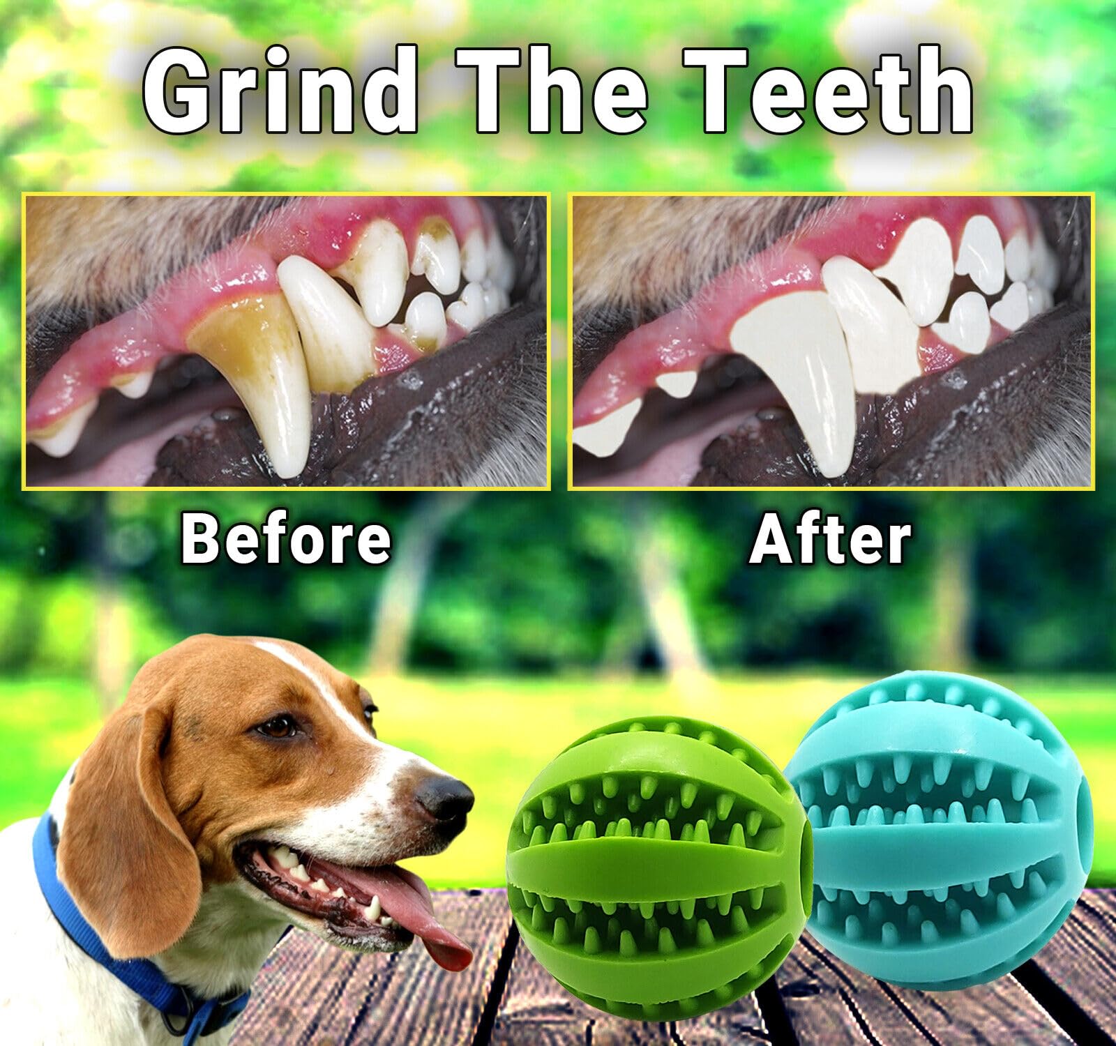 Dog Ball Chew Puppy (2 Pack), for Aggressive Chewers, Interactive Puppy Dog Toy, Puzzle Teething Toy, Essential Brain Stimulating, Dog Treat Ball Small Breed