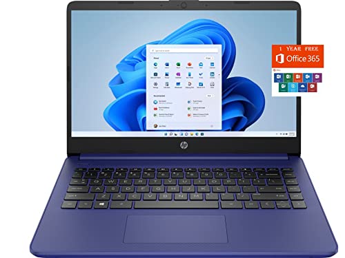 HP 2021 Stream 14" HD SVA Laptop, Intel Celeron N4000 Processor, 4GB RAM, 64GB eMMC Flash Memory, Intel UHD Graphics, 1-Year Office, Bluetooth, Win 10S, Royal Blue, 32GB SnowBell USB Card
