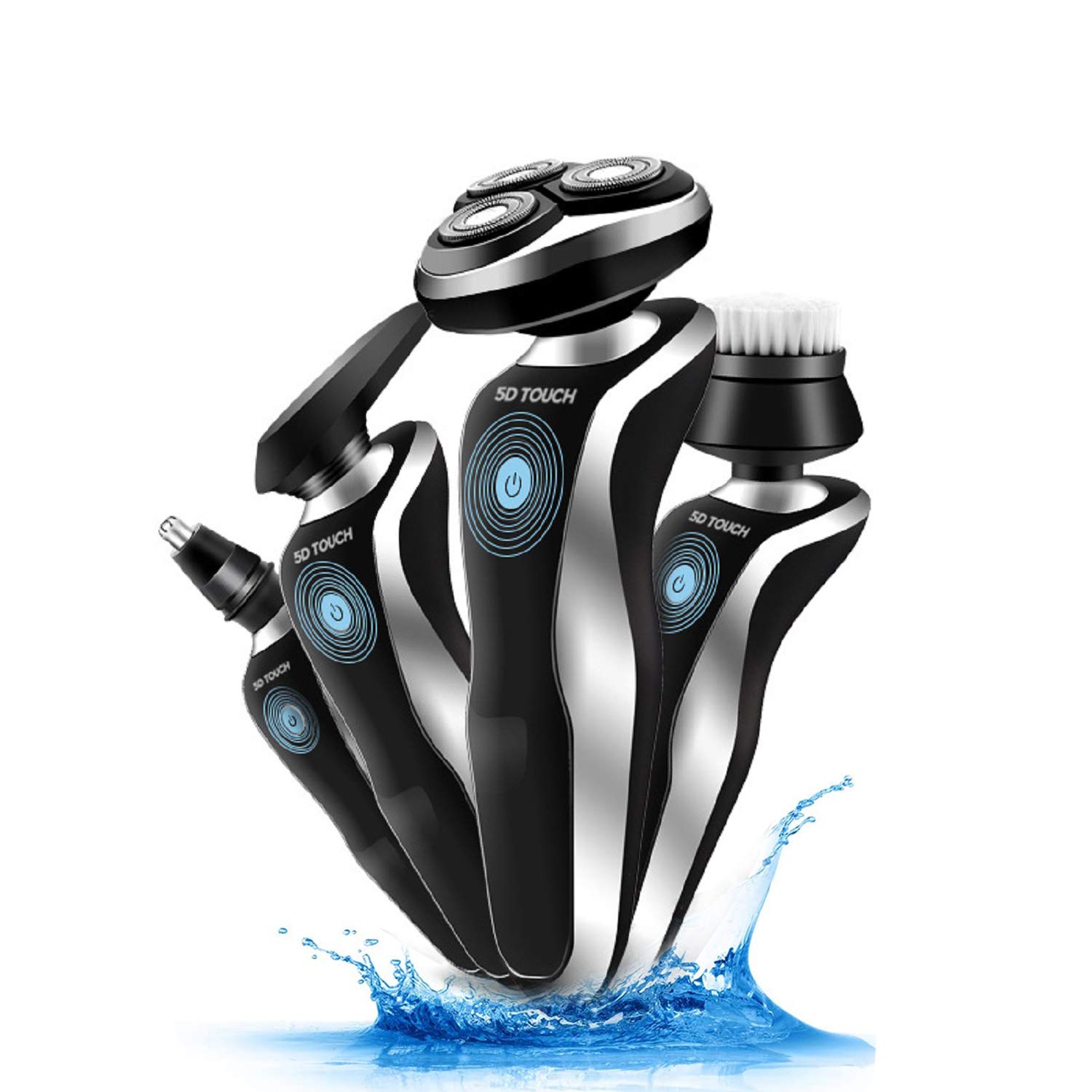 4 in 1 Multifunctional Waterproof Smart Electric Shaver Rechargeable 3D Rotary Shaver Razor Wet & Dry Rotary Shavers for Men Electric Shaving Razors