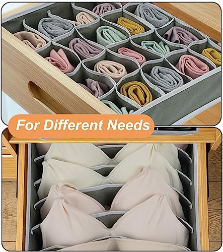 8 Pack Dresser Drawer Organizer Clothes, Foldable Underwear Drawer Organizer Bins, 90 Cells Fabric Closet Cloth Storage Box Drawer Dividers for Socks, Ties, Bras, Baby Clothes, Nursery, Clothing
