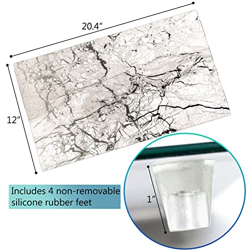 Trademark Innovations 20.5" Tempered Glass Stove Burner Cover & Cutting Board (White Marble)