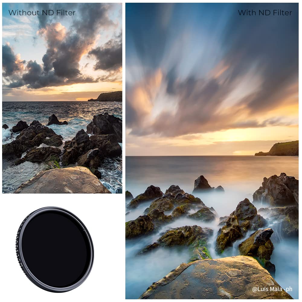 52mm Variable ND8-2000 & CPL Lens Filters Kit (2 Pcs) 3-11 Stops Adjustable Neutral Density Circular Polarizer Lens Filters Set